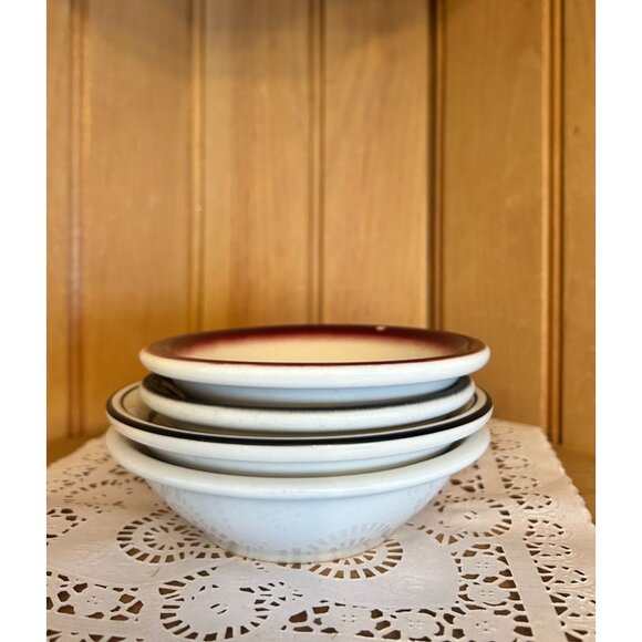 Various | Dining | Vintage Restaurantware Ironstone Stack Red White ...